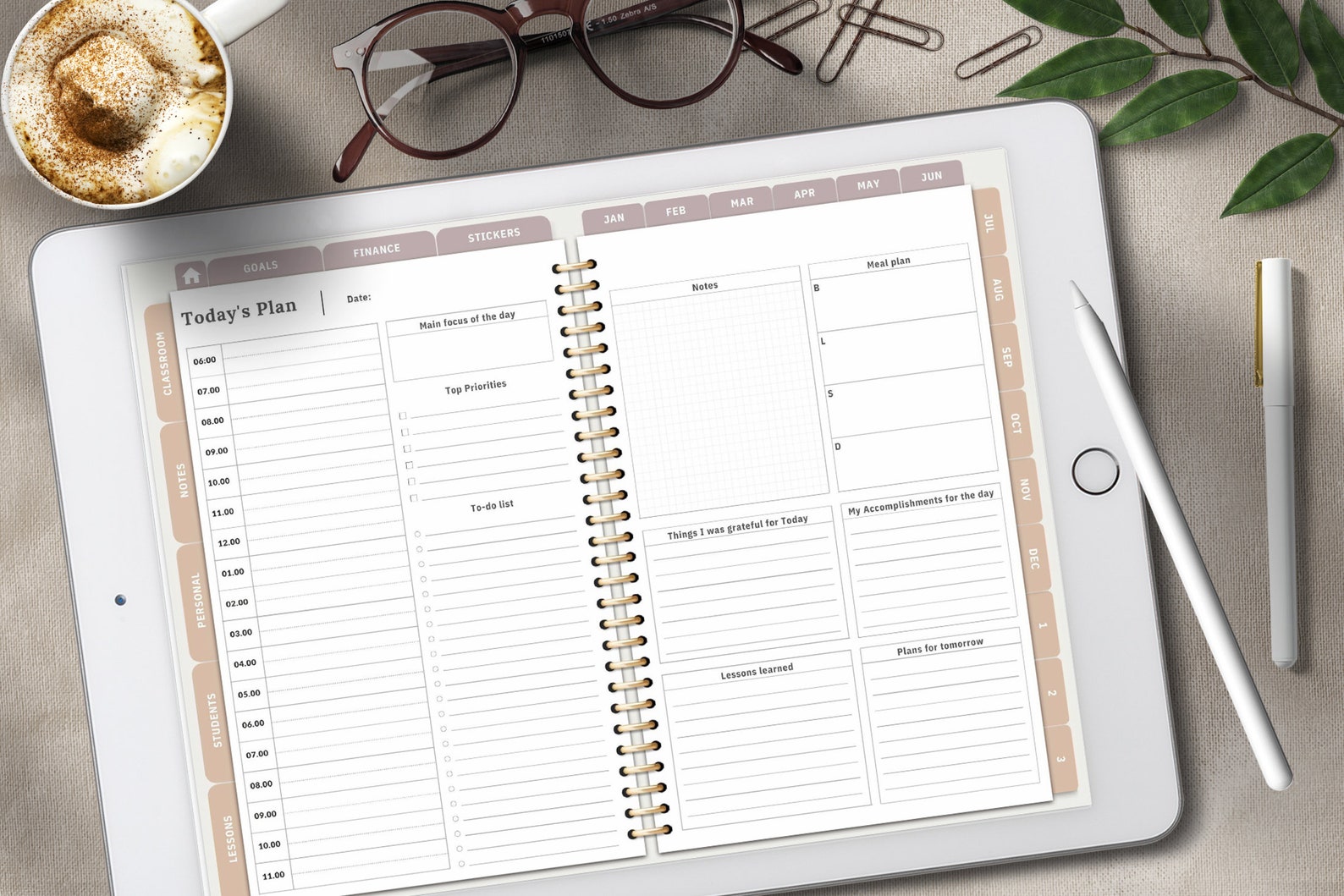 Digital Teacher Planner: Undated, Daily, Weekly, Goodnotes Stickers ...