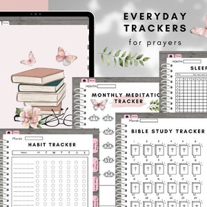 Prayer Digital Planner Blessed Script Journal, Pray Habit Trackers ...