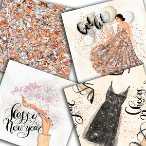 New Year Paper Pack, Xmas Paper, Planner Diy Supplies, Digital ...