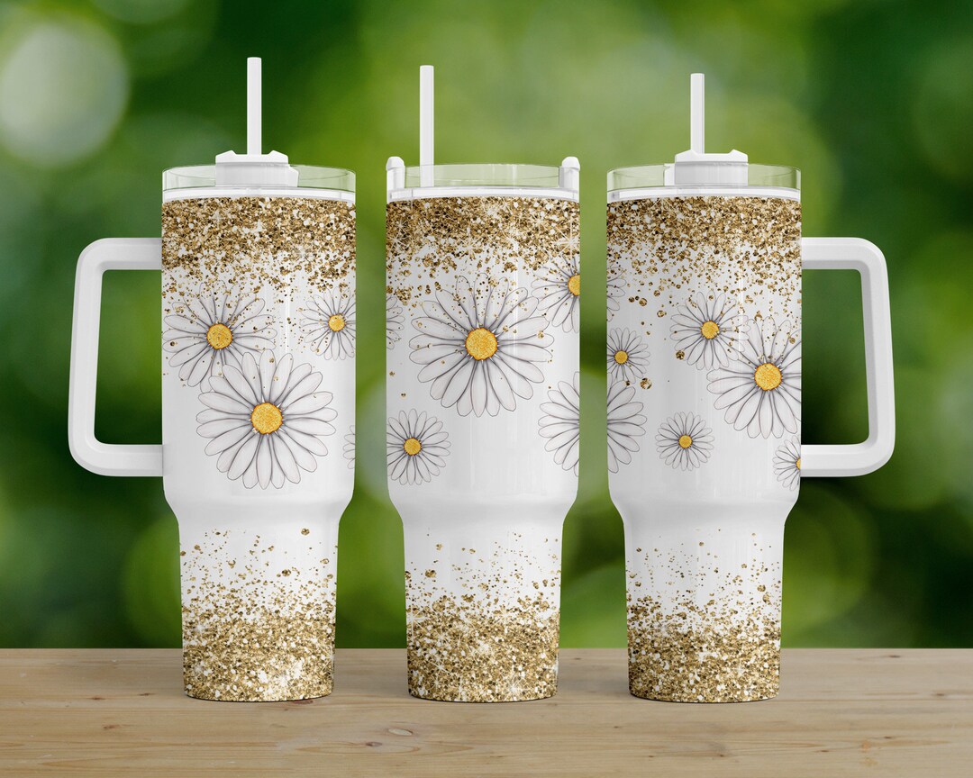 Daisies Flowers 40oz Quencher Tumbler Wrap Png, Floral Wrap Tumbler, Flowers Tumbler Png ...