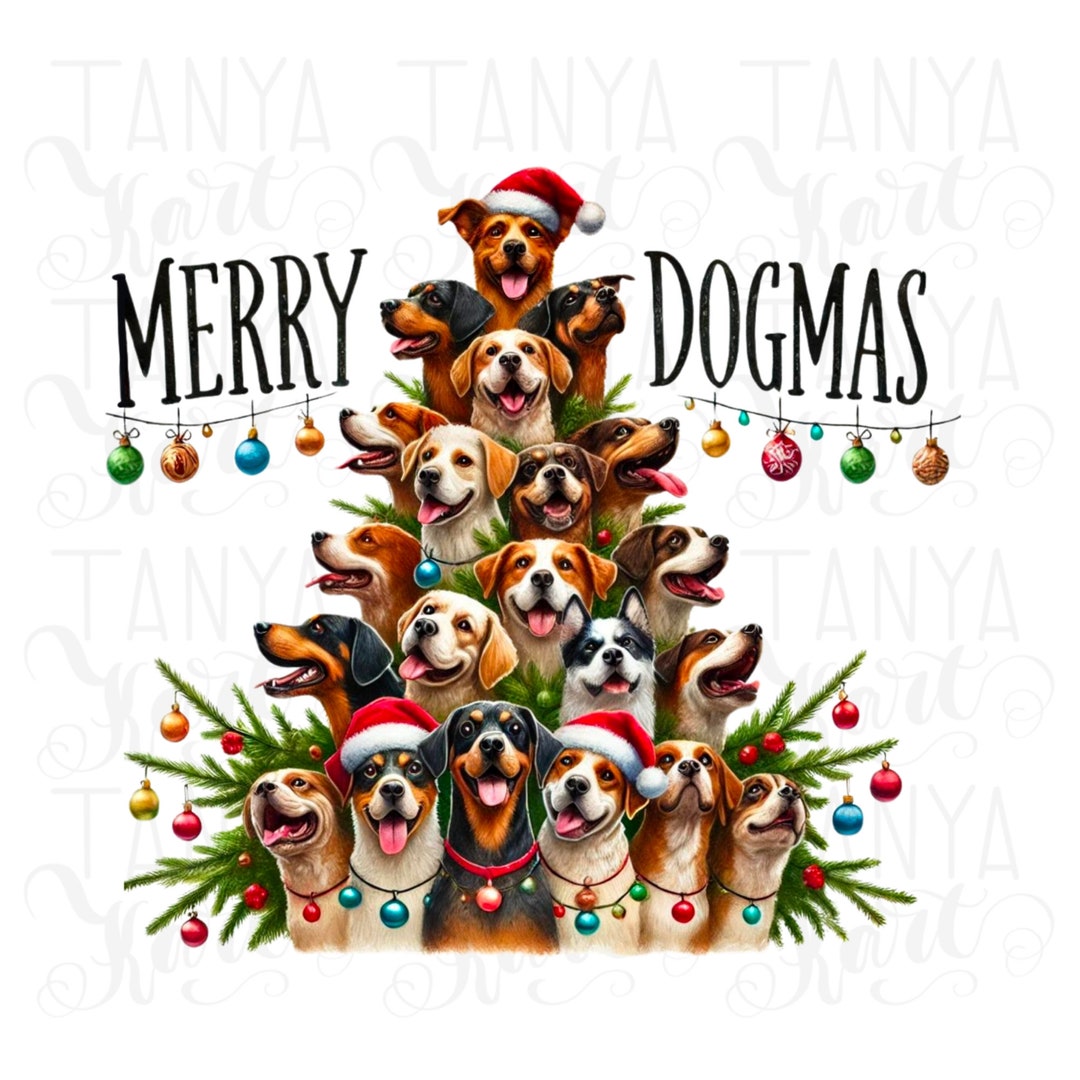 Merry Dogmas Transparent Christmas Animal, PNG Digital Download for ...