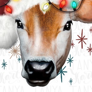 Christmas Cow Png Sublimation Download, Farm Animals, Digital Image ...