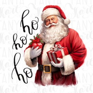 Vintage Santa Christmas Sublimation Designs, Instant Download PNG File ...