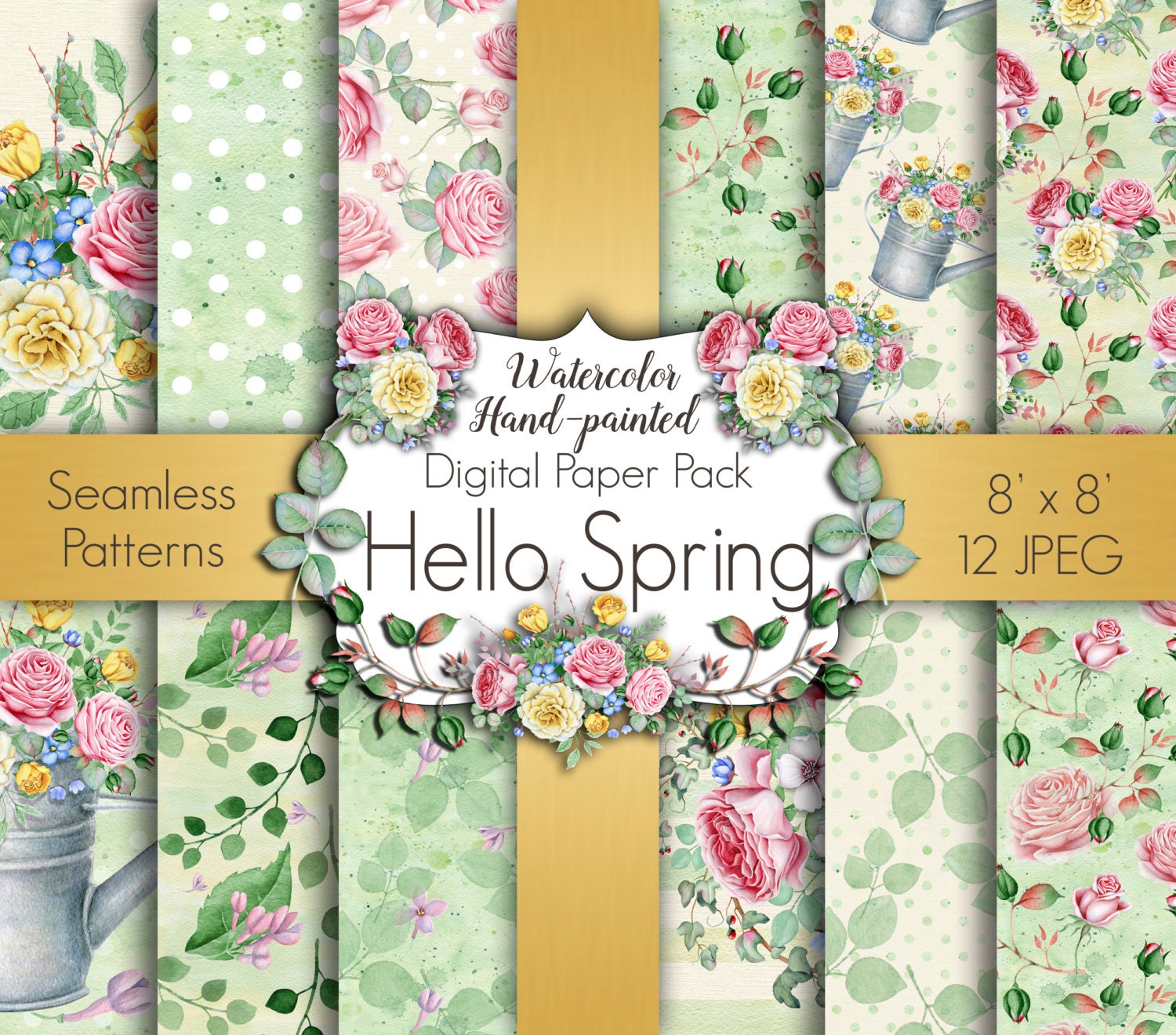 Spring Digital Paper Seamless Pattern March Digital Paper | Etsy Australia