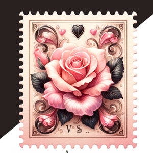 Valentine's Day Retro Clip Art With Vintage Stamps, Postage | Vintage ...