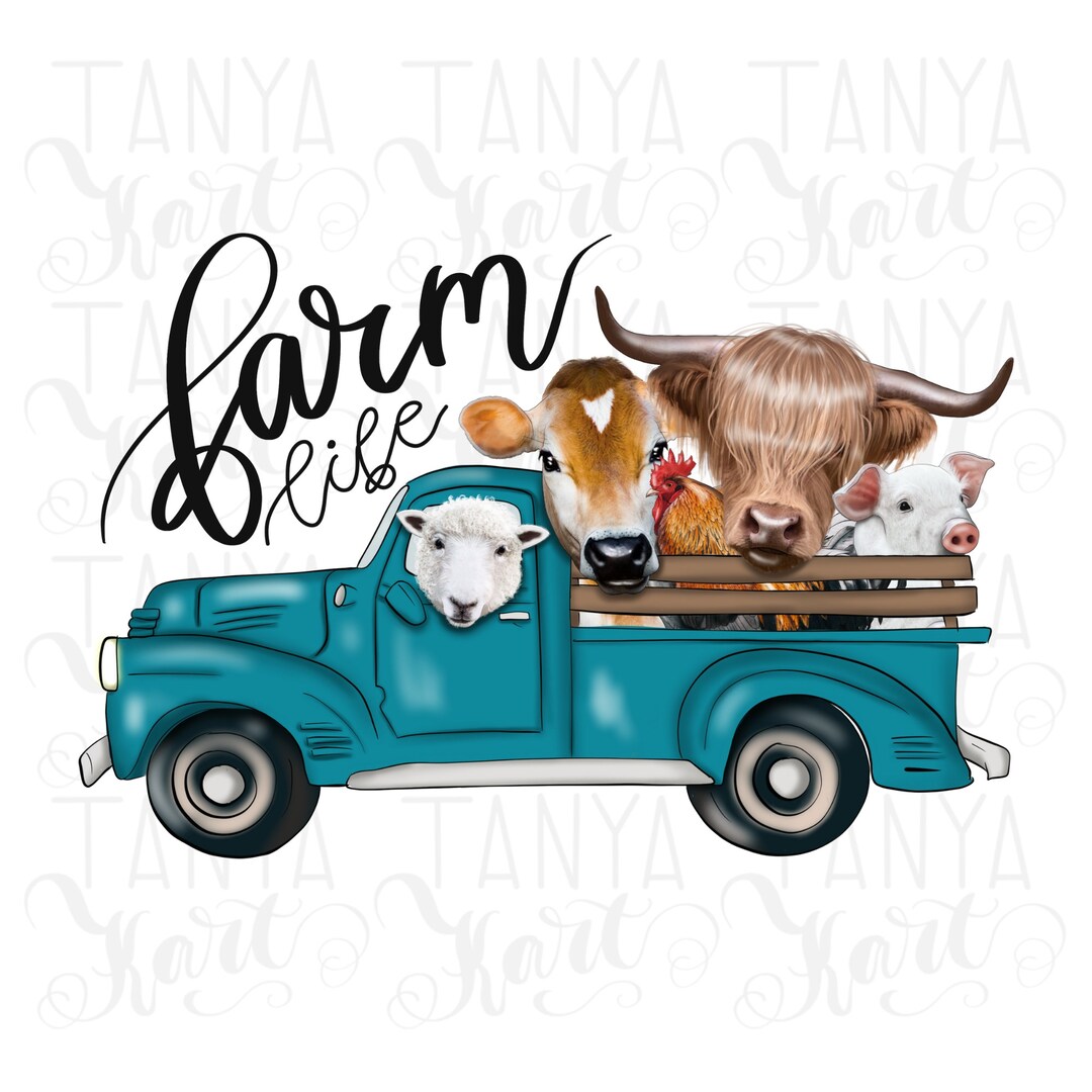 Turquoise Farm Truck PNG File - Instant Download for Sublimation, Farm ...