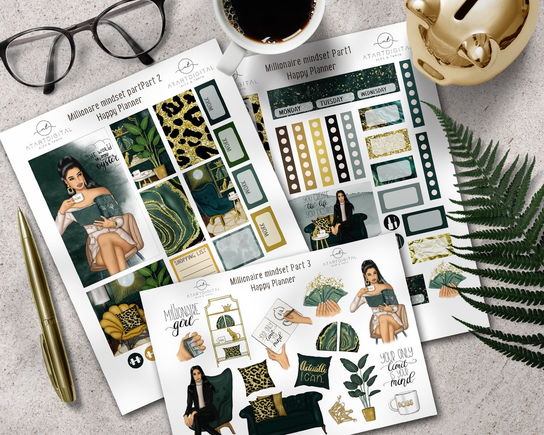 Millionaire Mindset Printable Stickers for Happy Planner, Planner Girl ...