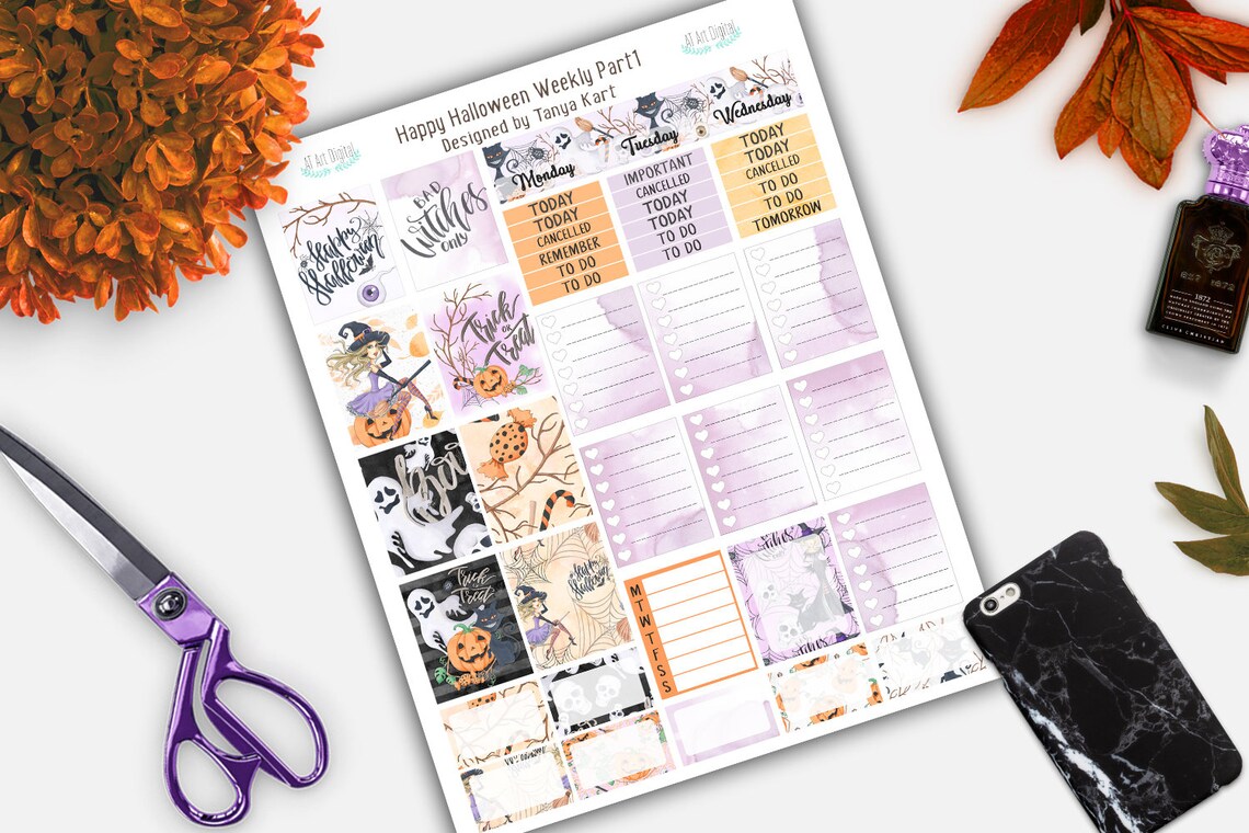 October Stickers October Weekly Kit Printable Planner - Etsy