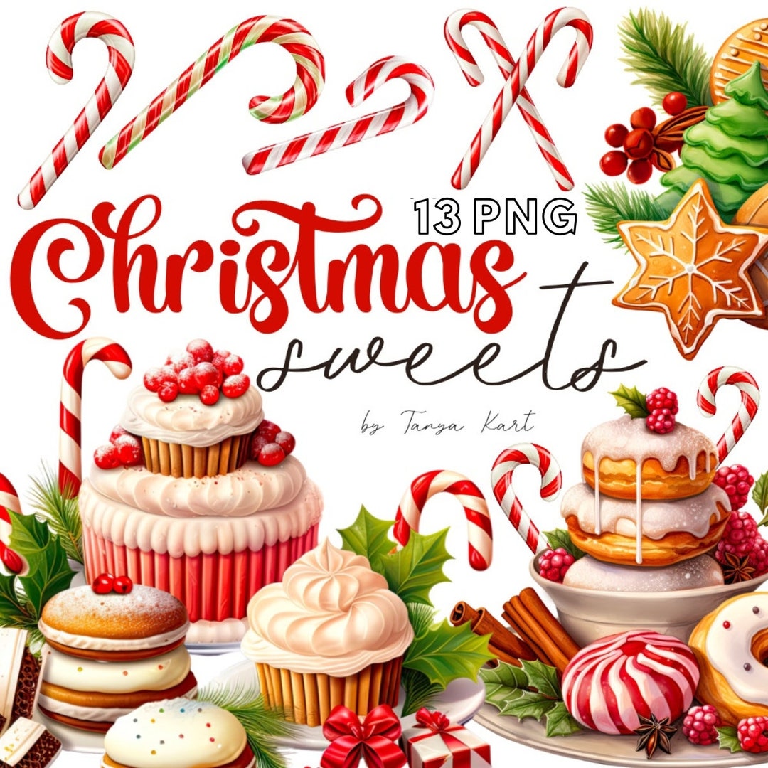 Christmas Sweets Png Clipart, Candy Cane PNG, Cupcake Clip Art, Baking ...