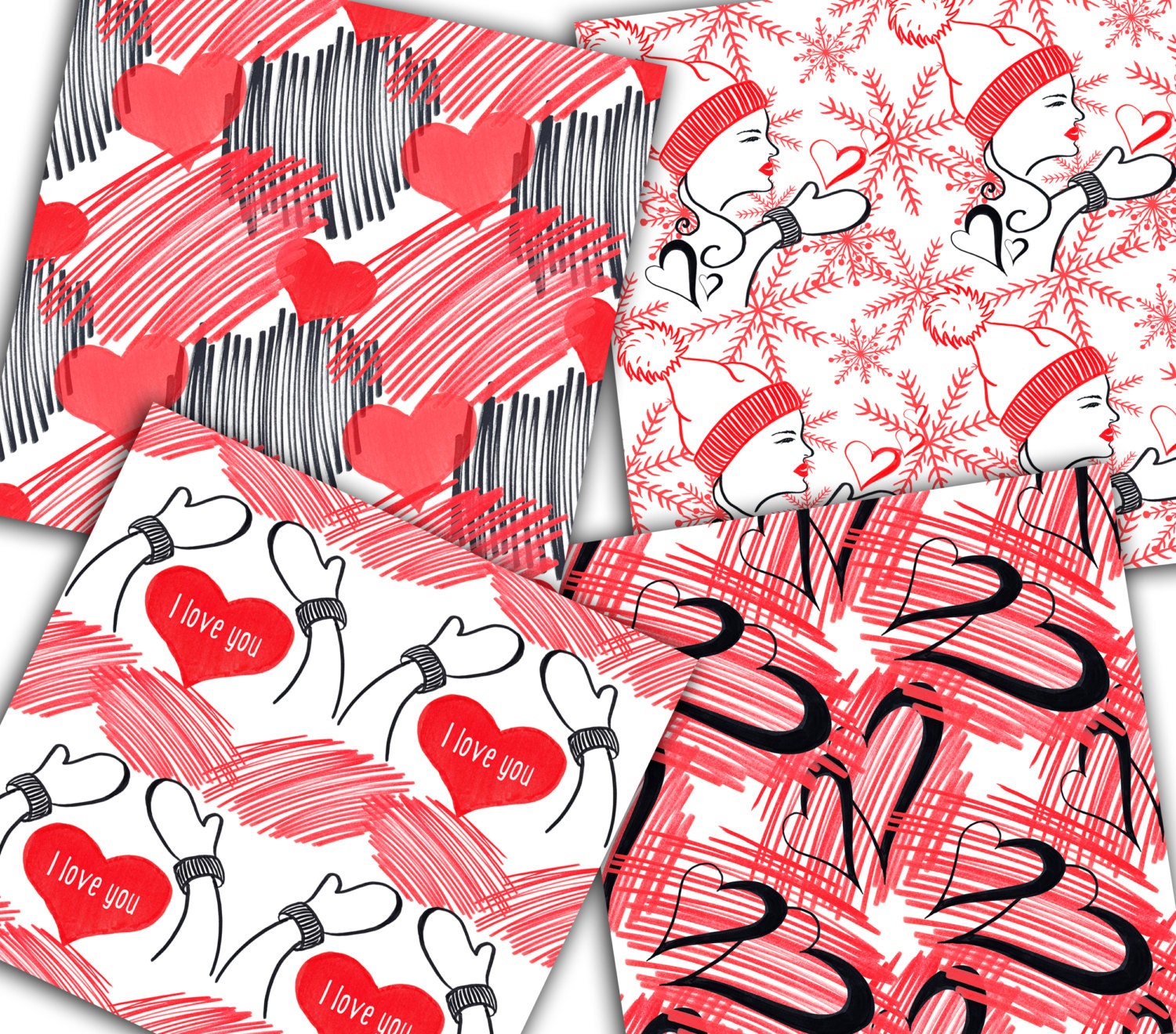 Love Digital Paper Seamless Pattern Hearts Digital Paper - Etsy
