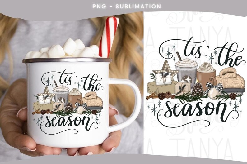 Tis the Season Winter Illustration Hand Drawn Png Christmas - Etsy