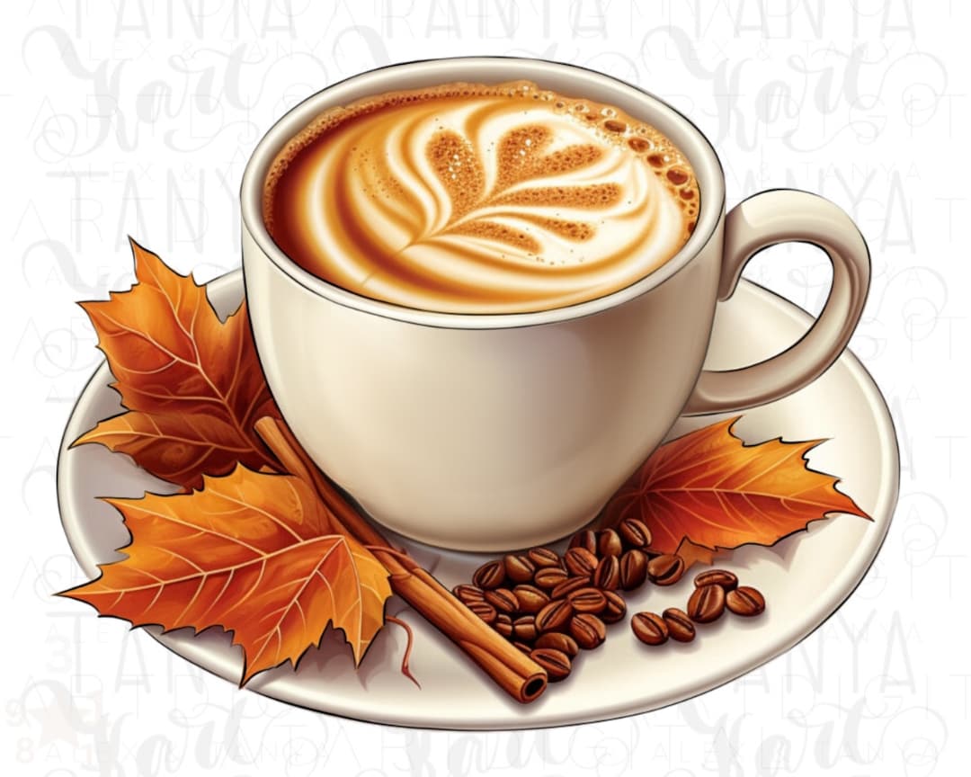 Fall Coffee Autumn Digital Art for Sublimation Design Gift Cards ...