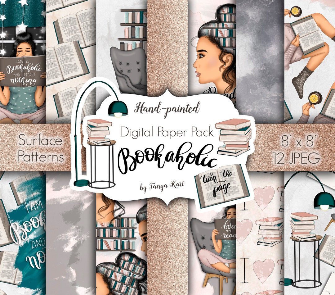 Book Digital Paper Pack for Commercial Use, Bookish Surface Design ...