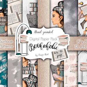 Book Digital Paper Pack for Commercial Use, Bookish Surface Design ...