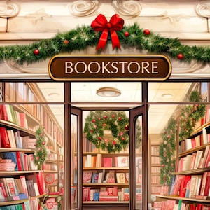 Christmas Bookstore, Book Illustration, Book Worm, Mini Christmas Tree ...