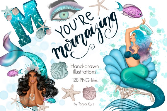 Image Transfer Cover Painted Mermaids Planner Girl Watercolor Mermaid ...