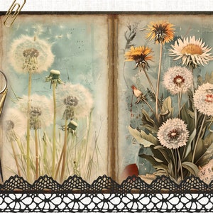 Digital Dandelion Journaling Pages, Vintage Junk Journal Ephemera and ...
