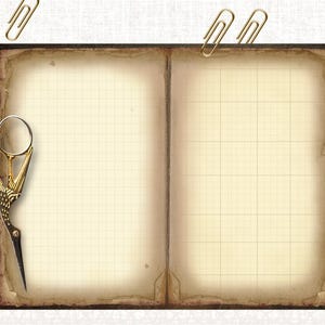 Vintage Graph Paper Kit, Printable Aged Grid Ephemera for Junk Journals ...