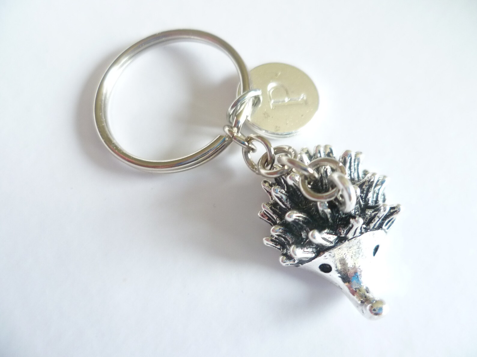 Hedgehog Keyring,personalised Keychain,initial Charm,silver Keychain ...
