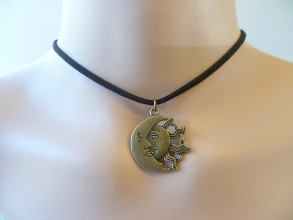Sun and moon choker necklace store