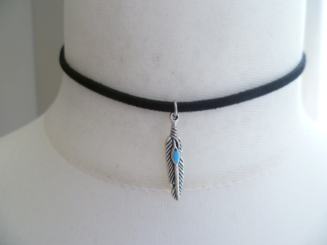 Feather Choker,boho Choker Feather Necklace,black Choker,choker ...