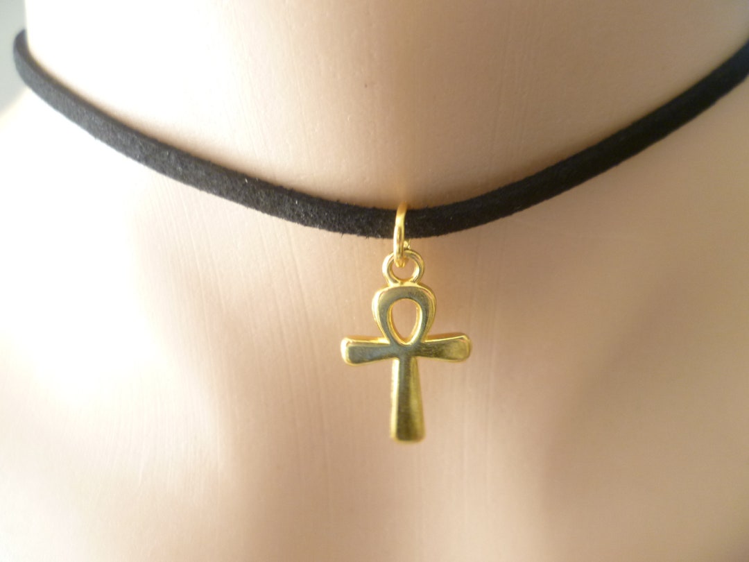 Ankh Choker,black Choker,choker Necklace,gift,egyptian Jewelry,ankh ...