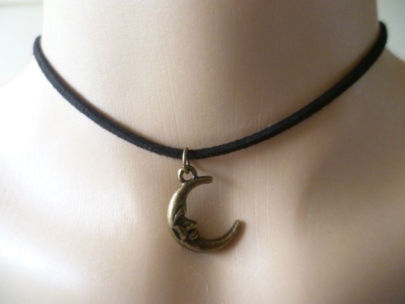 Moon necklacechoker necklacemoon chokerwiccan jewelrymoon | Etsy