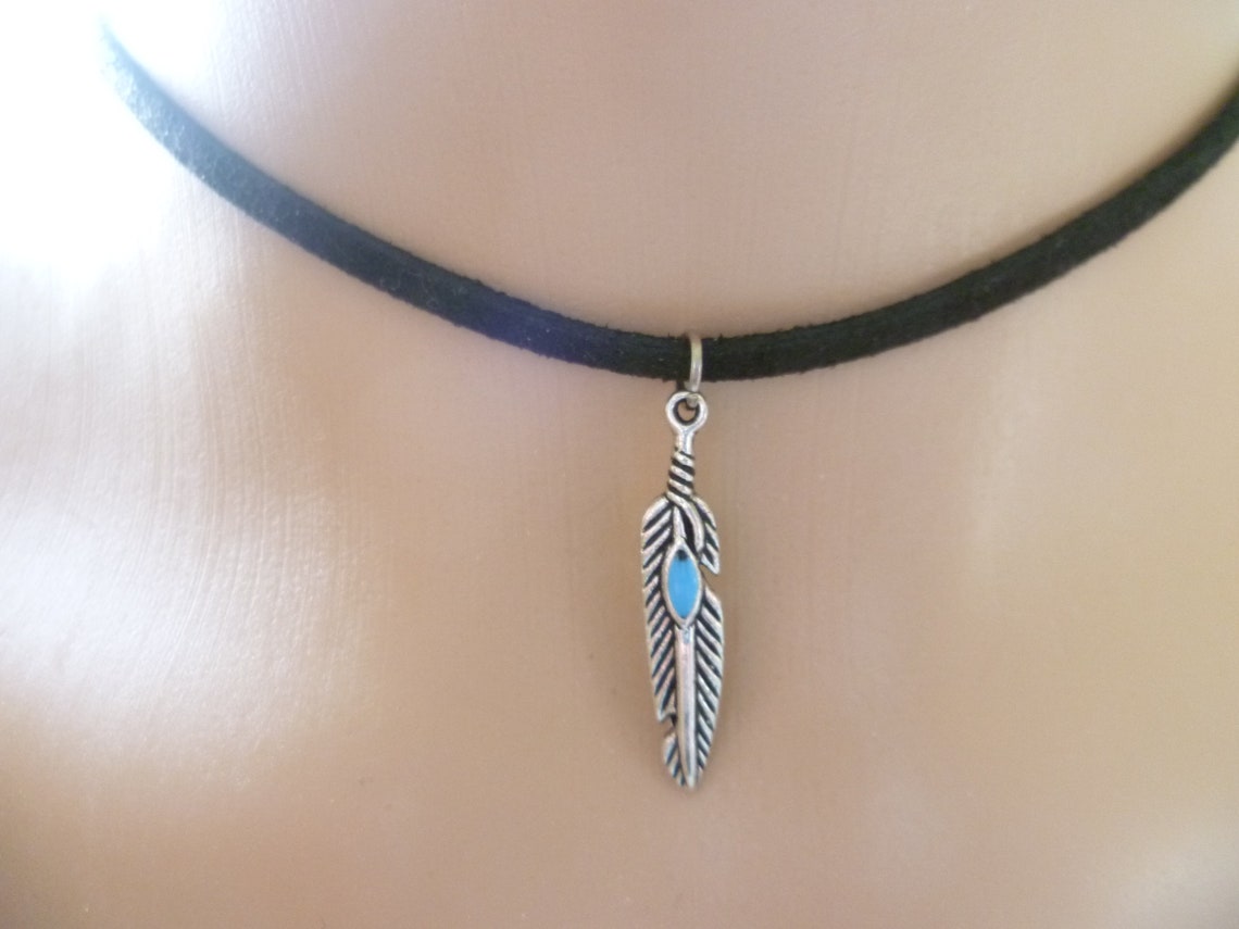 Feather Choker,boho Choker Feather Necklace,black Choker,choker ...