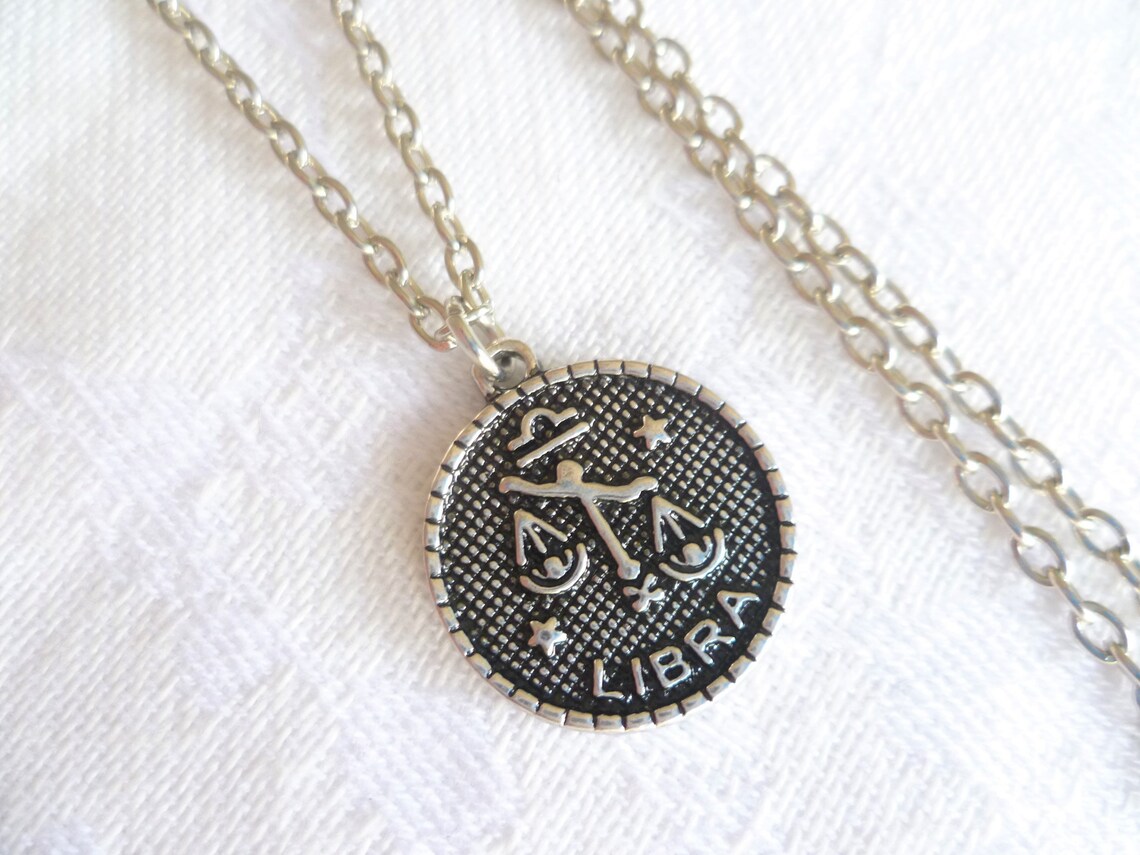 Libra Zodiac Charm Necklace, Star Sign Jewelry, 18 Inch Chain - Etsy UK