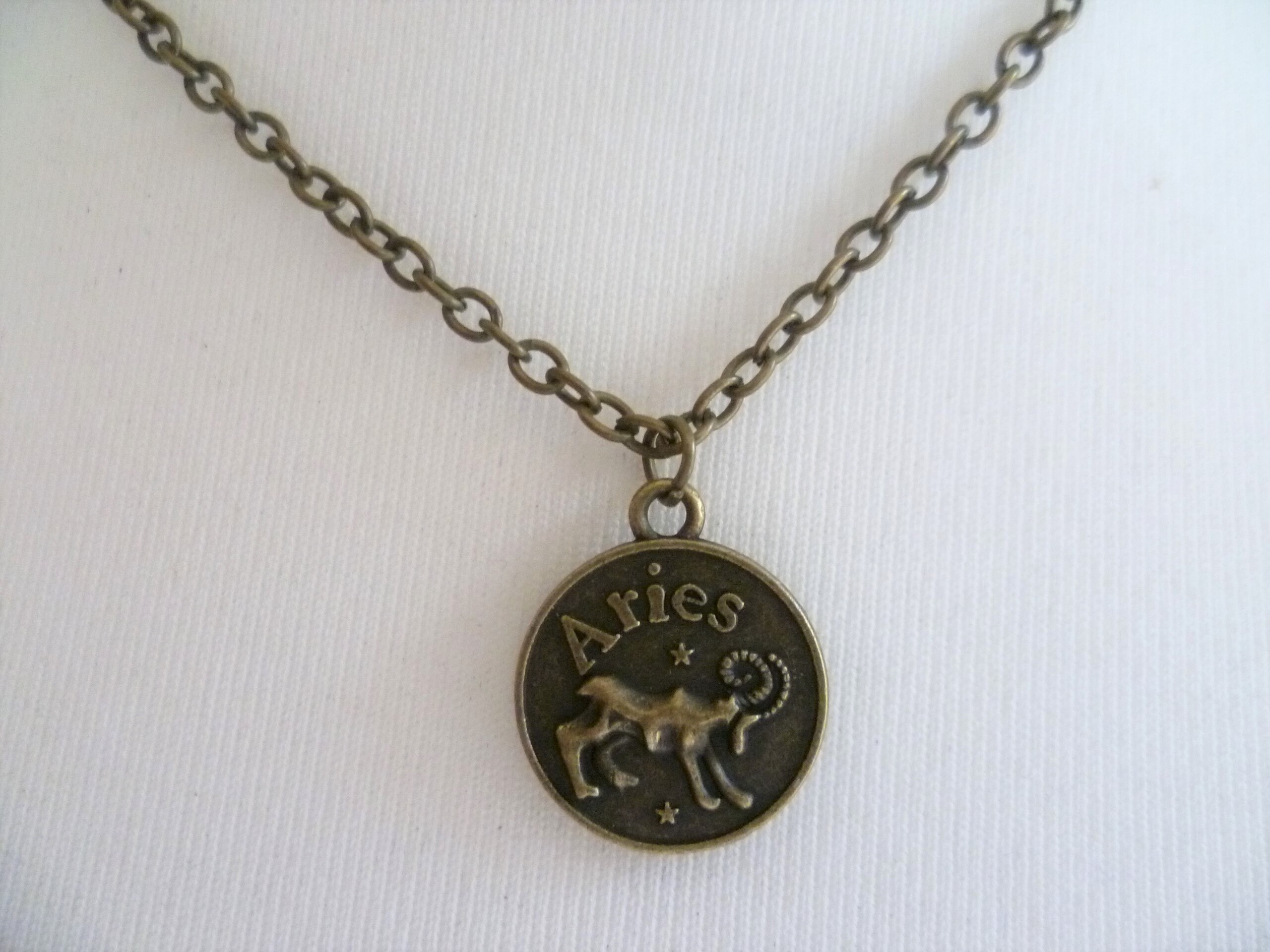 Bronze Tone Aries Zodiac Charm Necklace, Handmade Jewelry - Etsy