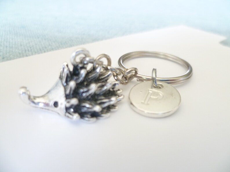 Hedgehog Keyring,personalised Keychain,initial Charm,silver Keychain ...