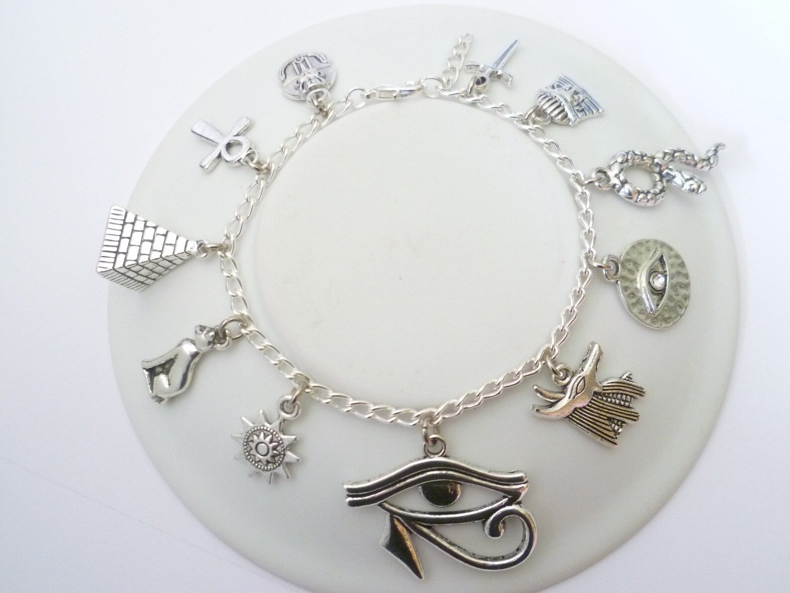 Egyptian Braceletsilver Braceletcharm Braceletankh - Etsy