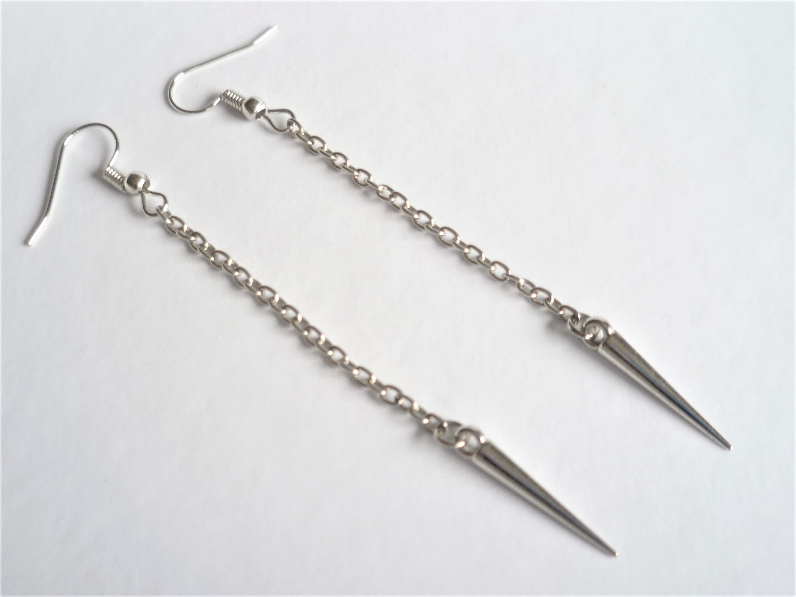 Spike and chain earringsspike earringsspike | Etsy