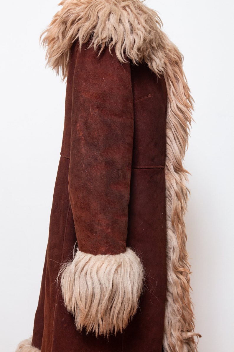 Vintage Real Shearling Penny Lane Long Coat 70s Sheepskin Real Sheep ...