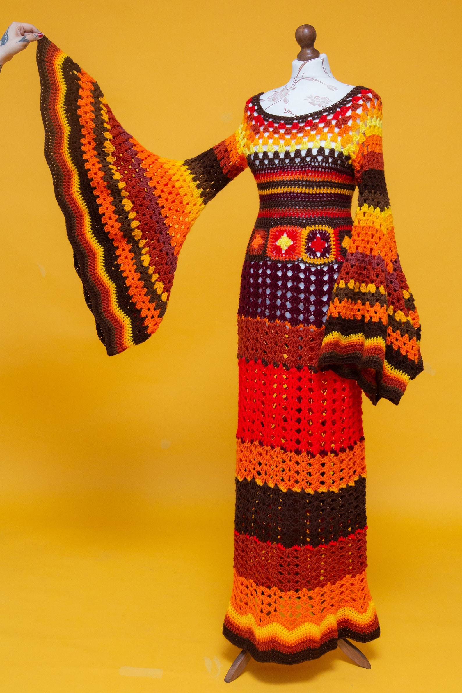ULTRA RARE Vintage Inspired Hand Crocheted 70s EUPHORIA I Maxi Dress ...