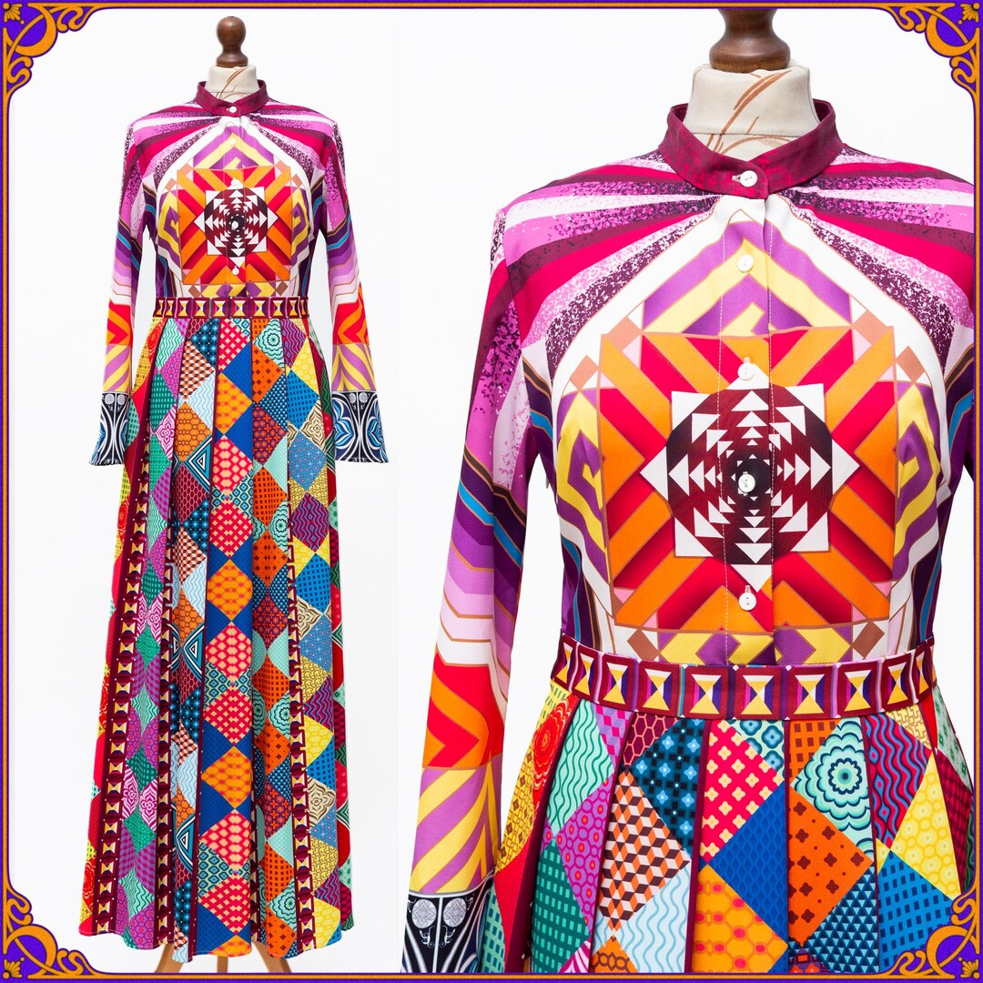 SOLD, Do Not Buy | Ultra Rare Vintage 1970s Psychedelic Colorful Maxi ...