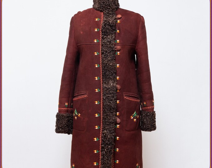 Insanely Epic Vintage AUTHENTIC 60s 70s Sheepskin Shearling Embroidered ...