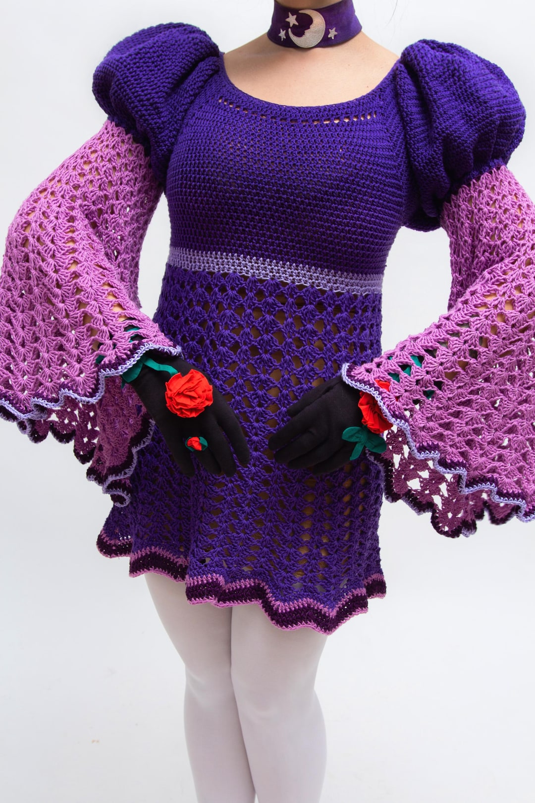 60s Gogo Dress Huge Poet Bell Sleeve Renaissance Revival Empire Waist ...