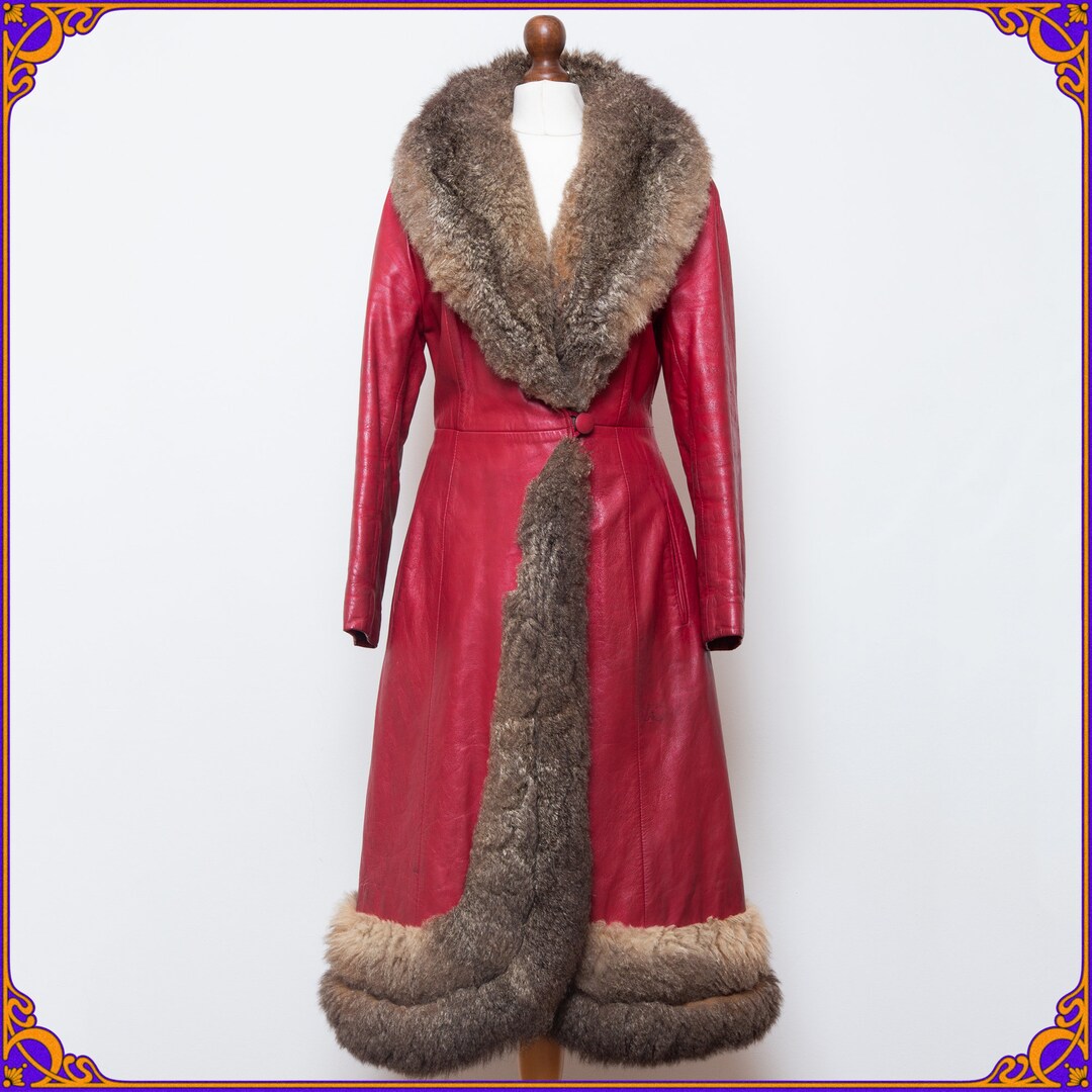 Vintage superzeldzame rode leren prinsessenjas uit de jaren 60 en 70 ...