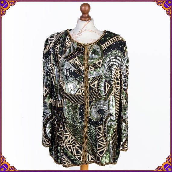 RARE VINTAGE 1980's Frank Usher heavily beaded sequin… - Gem