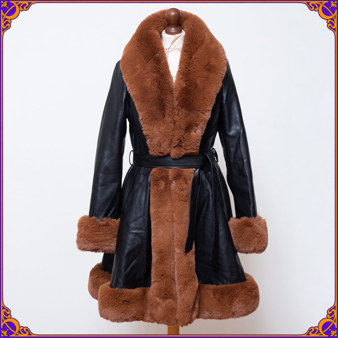 Stunning 70s Inspired Tailored Fit Faux Shearling & Faux Leather ...