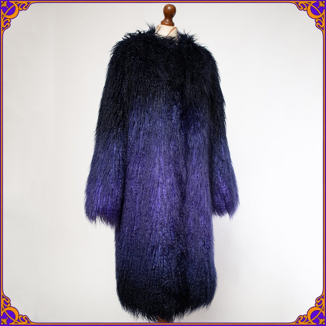 Mega Fluffy 70s Style STUDIO 54 Purple Faux Mongolian Tibetan Lamb Fur ...