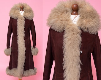 ICONIC Penny Lane 70s Afghan Boho Maxi Coat Vintage Shaggy Faux Suede & Faux Fur Coat. Hippie ...