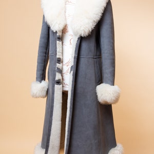 INCREDIBLE RARE VINTAGE Leather Princess Coat With Dramatic Real Lamb ...