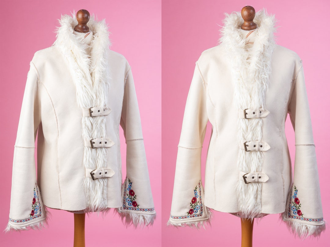 Absolutely Beautiful Fluffy Faux Fur Vegan Jacket With Embroidered ...