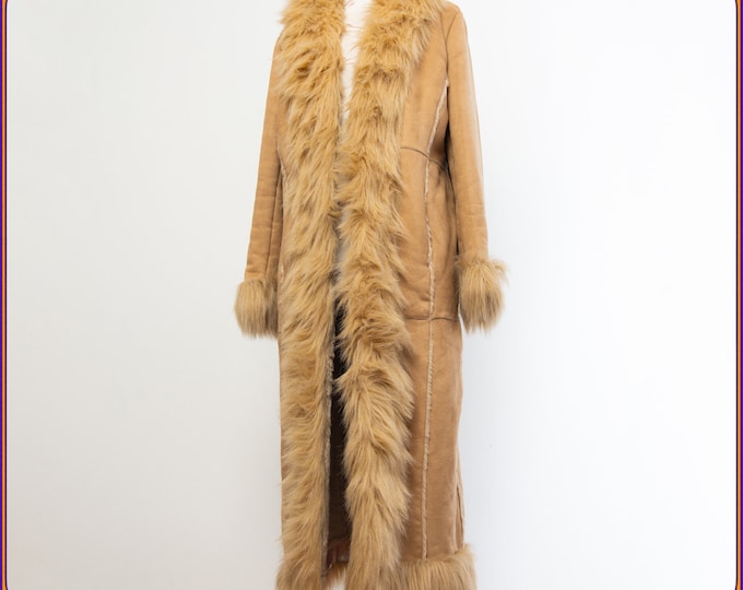 ICONIC Penny Lane 70s Afghan Boho Maxi Coat! Vintage Shaggy Faux Suede & Faux Fur Coat. Hippie ...