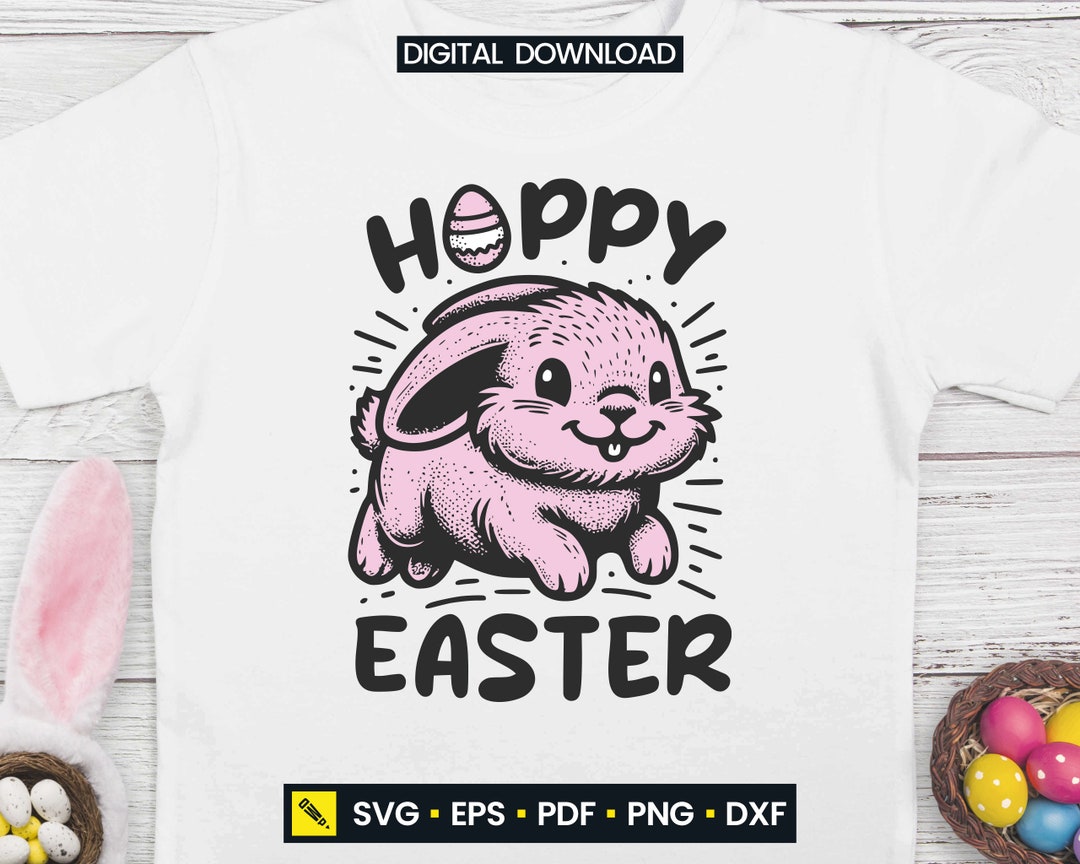 Happy Easter Bunny SVG Cute Rabbit Design for Sublimation Cricut Crafts ...