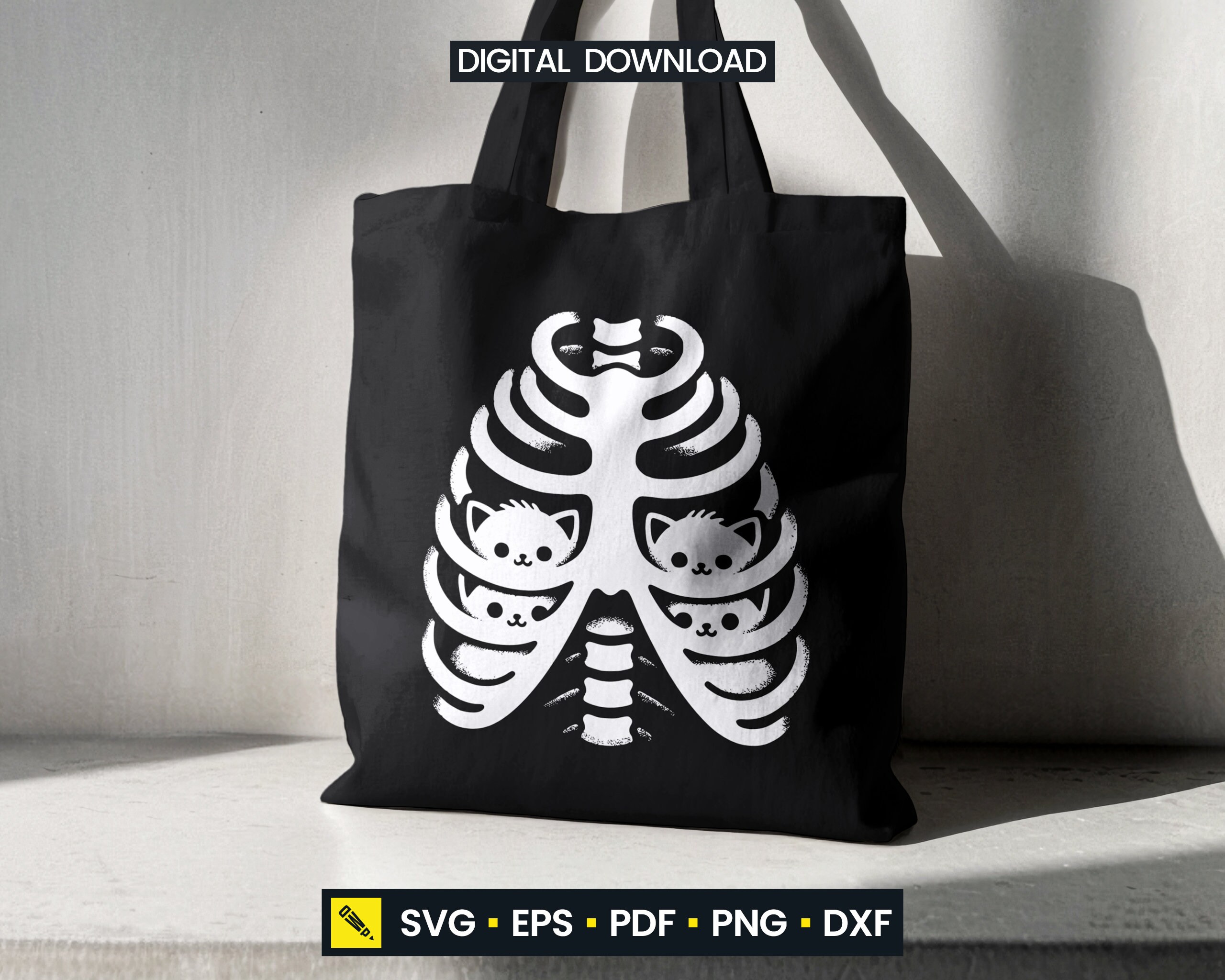 Cat Lover SVG | Skeleton Rib Cage With Cats | Cute Kittens Inside Rib ...