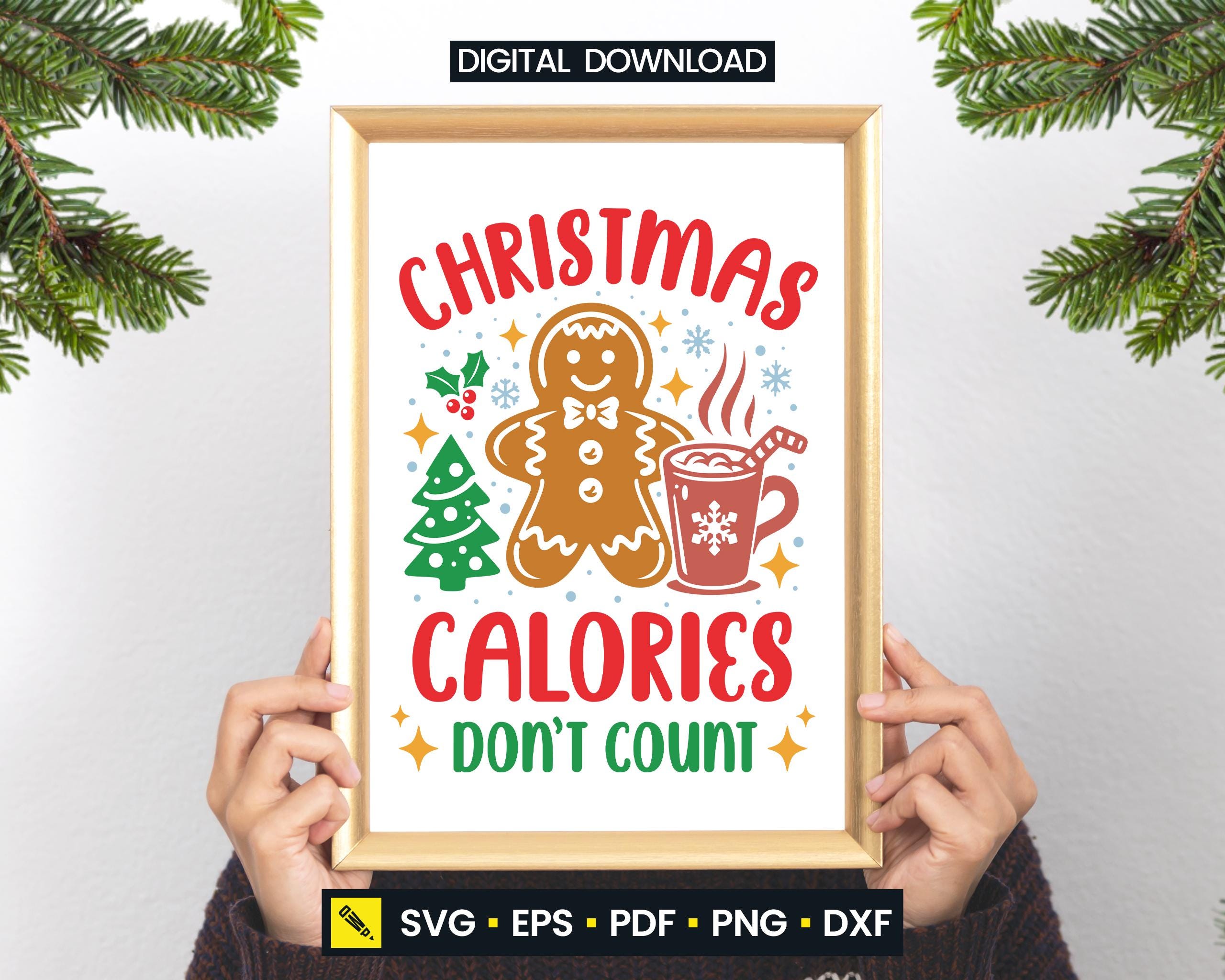 Christmas Calories Don't Count SVG Funny Holiday SVG for Cricut Winter ...