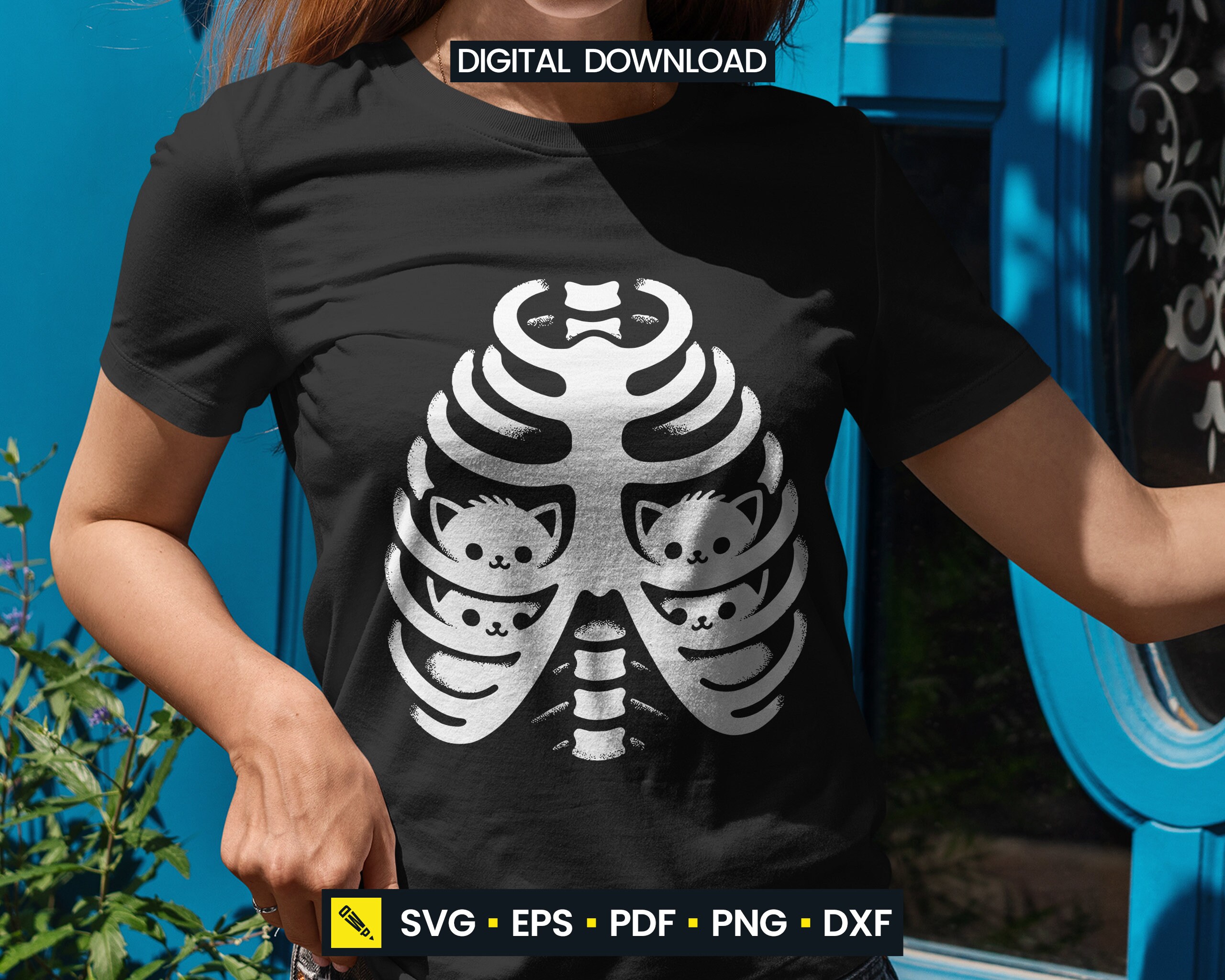 Cat Lover SVG | Skeleton Rib Cage With Cats | Cute Kittens Inside Rib ...